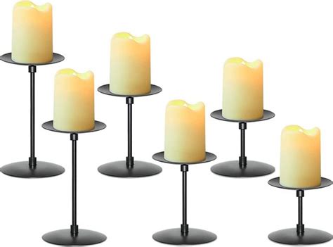 Kandelaar Set Van 6 Metalen Kandelaars Zwart Tafeldecoratie Kandelaars