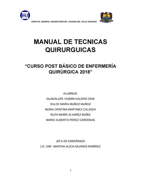 Manual Tecnicas Quirurgicas Curso De Enfermeria Medico Quirurgico