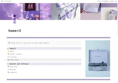 Light Purple Aesthetic Dashboard Notionhub