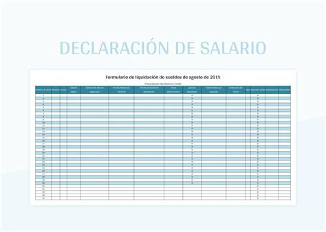Plantilla de Excel Declaración De Salario y Hoja de Cálculo de Google