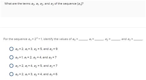 solved what are the terms ao al a and a of the sequence