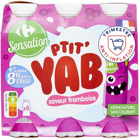 Yaourt à boire framboise petit yab CARREFOUR SENSATION les 6