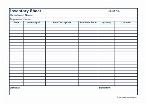 Supply Inventory Free Printable Inventory Sheets