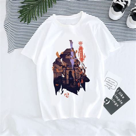 Genshin T Shirts Zhongli Shadow Anime Summer Harajuku T Shirt