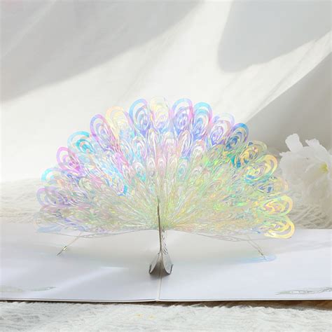 Mouliraty Birthday 3 D Greeting Card Fantasy Peacock Paper Sculpture