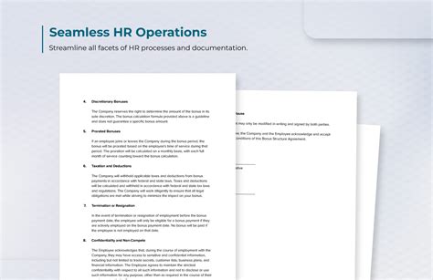 Bonus Structure Agreement HR Template In Word PDF Google Docs
