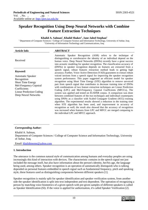 pdf speaker recognition using deep neural networks with combine feature extraction techniques