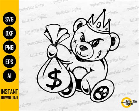 Teddy Bear King Money Bag Svg Scar Face Bandage Rich Savage Etsy Ireland