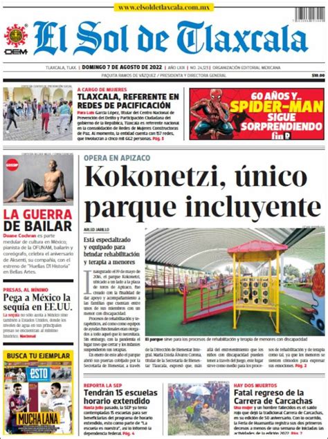 Periódico El Sol de Tlaxcala México Periódicos de México Edición de