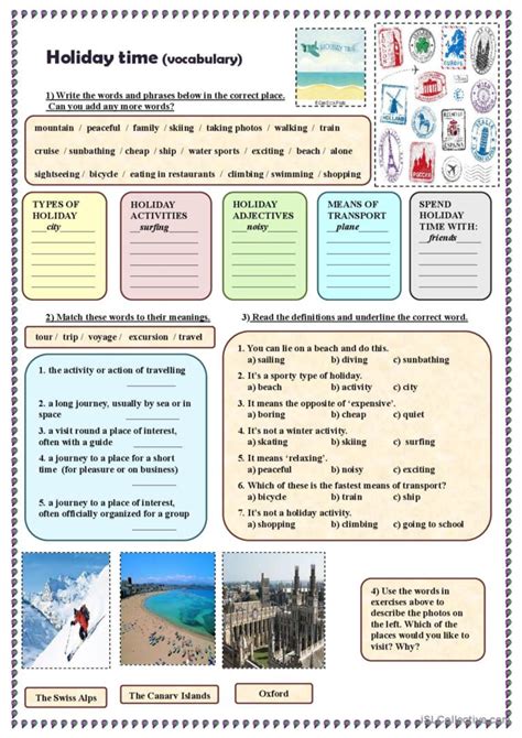 Holiday Time Vocabulary Discussion English ESL Worksheets Pdf Doc