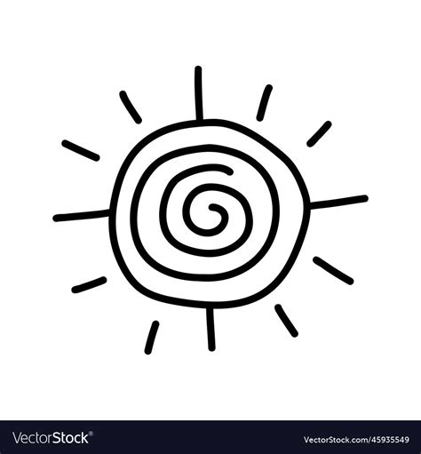 Cute Cartoon Hand Drawn Sun Drawing Sweet Sun Vector Image