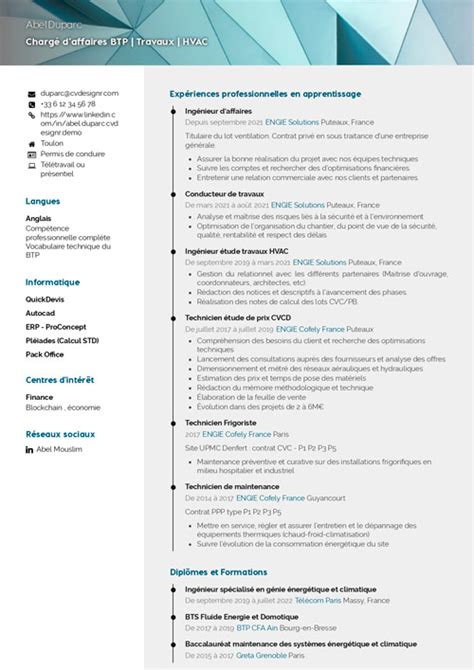 Exemple de CV chargé d affaires BTP gratuit