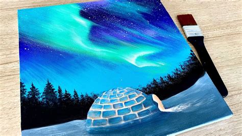Northern Lights Easy Acrylic Painting For Beginners Daily Challenge