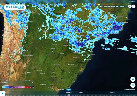 O tempo no Sul do Brasil semana começa avanço de frente fria e