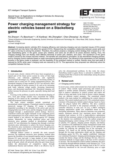 power charging management strategy for electric vehicles based on a stackelberg game request pdf