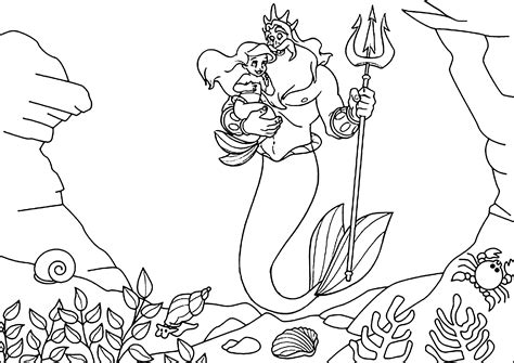 El rey Tritón y su hija Ariel cuando era sólo una niña La Sirenita