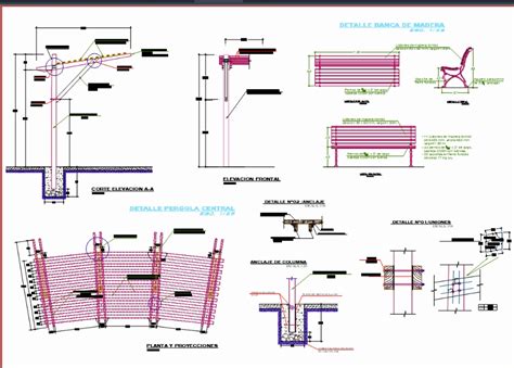 Pérgola y banca en AutoCAD Descargar CAD 180 24 KB Bibliocad