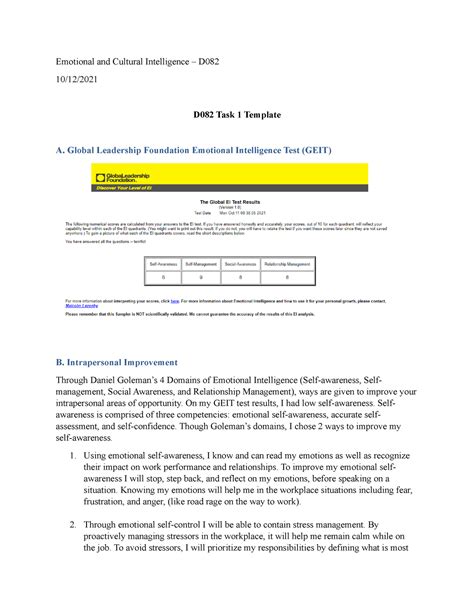 D Task D Emotional And Cultural Intelligence Task Passed