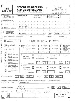 Fillable Online FEC FORM 3X REPORT OF RECEIPTSAND DISBURSEMENTS IJ
