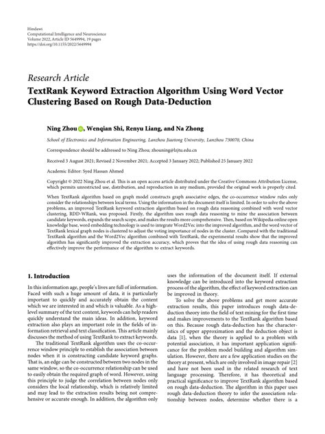 pdf textrank keyword extraction algorithm using word vector clustering based on rough data