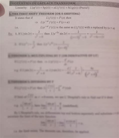 solution properties of laplace transform and theorem of laplace transform s shifting first