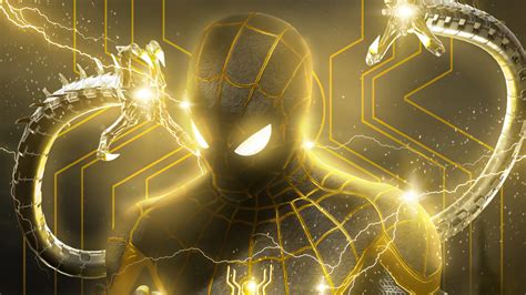 Traje Negro Y Dorado En Spider Man Sin Camino A Casa Fondo De Pantalla