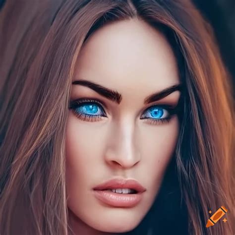 Beautiful Portrait Of Megan Fox With Captivating Blue Eyes On Craiyon