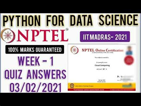 NPTEL 2021 Python For Data Science Week 1 Answers Python For Data