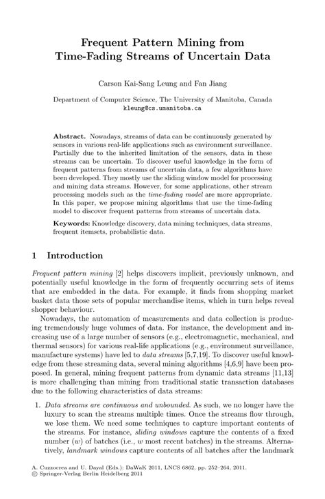 pdf frequent pattern mining from time fading streams of uncertain data