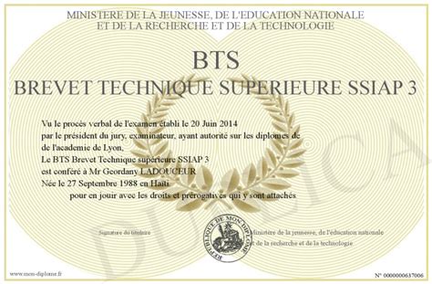 BTS Brevet Technique Superieure SSIAP 3