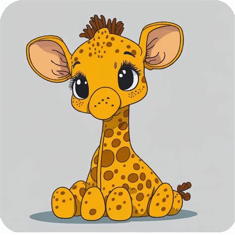 Vector de dibujos animados lindo bebé jirafa sentado Vector Premium