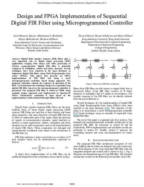 pdf design and fpga implementation of sequential digital 7 tap fir filter using