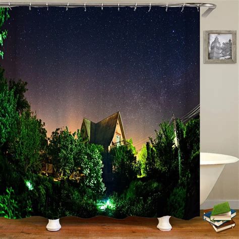 3d Printed Bathroom Curtains Starry Sky Camping Night Scenery Shower