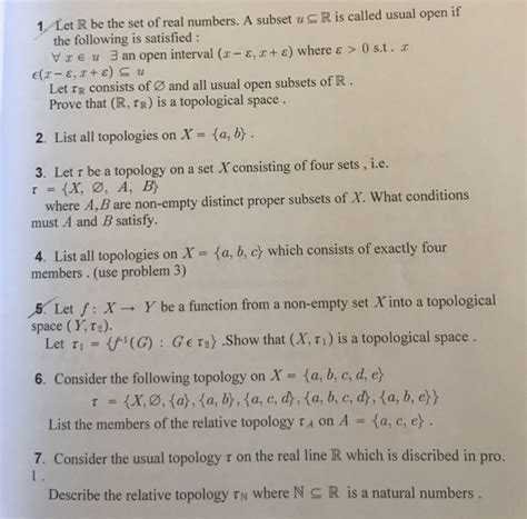 solved 1 let r be the set of real numbers a subset u cr is