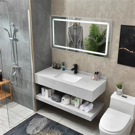 Single Basin Large Vanity Solid Surface Sink Wall Hung Marble Wash