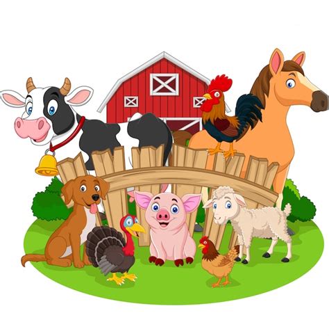 Collection De Dessins D Animaux De Ferme Vecteur Premium