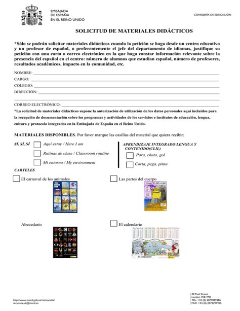 SOLICITUD DE MATERIALES DIDÁCTICOS