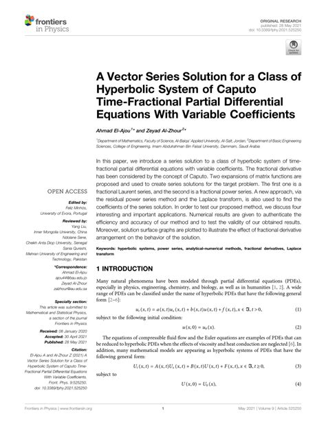 pdf a vector series solution for a class of hyperbolic system of