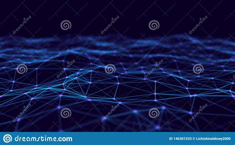Fondo Azul Digital Abstracto Efecto Del Plexo Estructura De La Conexi N