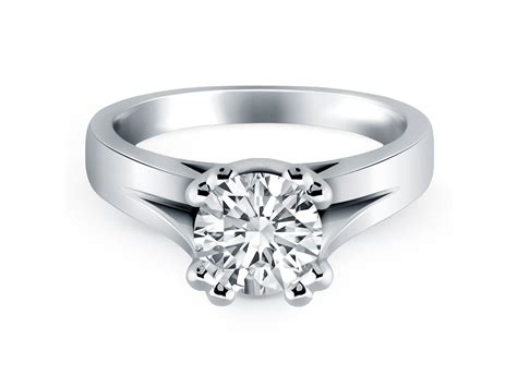Double Prong Split Shank Cathedral Solitaire Engagement Ring In K