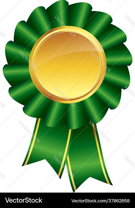 Green Ribbon Award With Gold Medal Center Vector Image