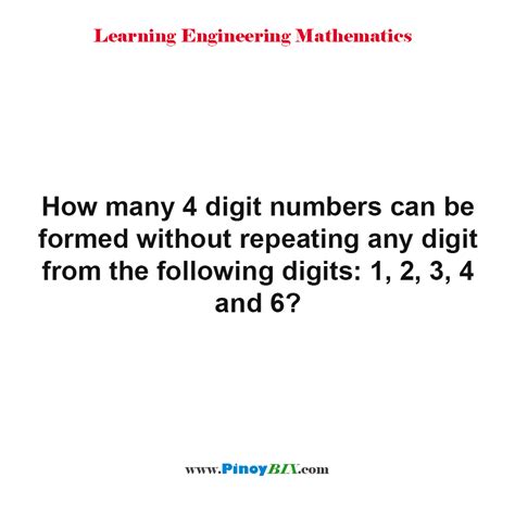 solution how many 4 digit numbers can be formed without repeating