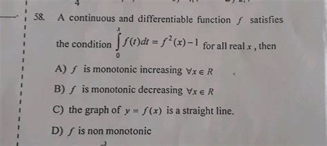 a continuous and differentiable function satisfies the condition int0 x f t dt f 2 x 1 for