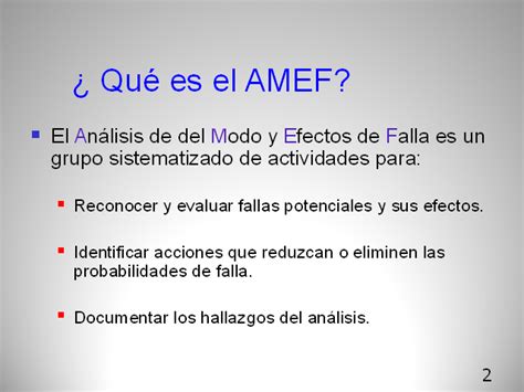 Análisis del modo y efecto de falla AMEF