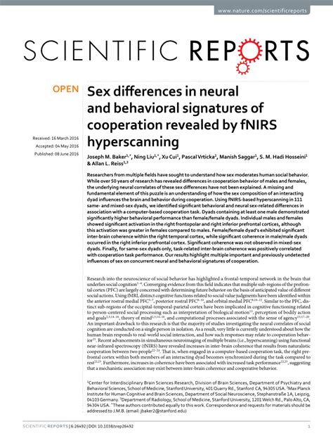 pdf sex differences in neural and behavioral signatures of cooperation revealed by fnirs