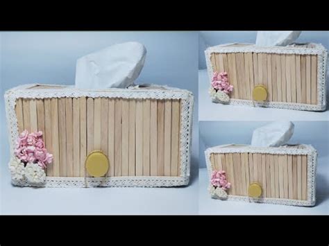 DIY Tissue Box Cara Membuat Kotak Tisu Dari Stik Ekkrim Kreasi
