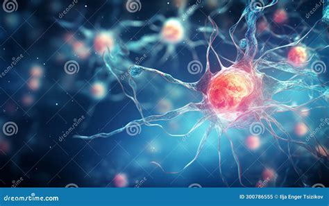 Detailed Illustration Of Human Brain And Neuron Cells With Intricate