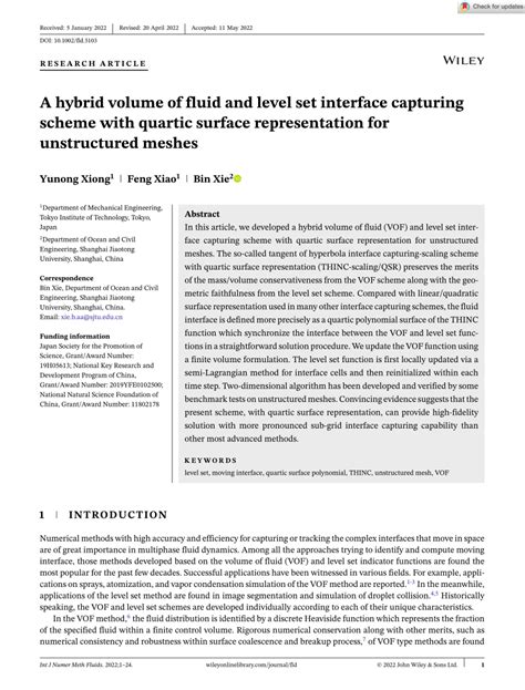 pdf a hybrid volume of fluid and level set interface capturing scheme with quartic surface