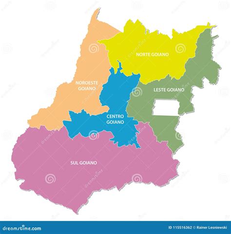 Goias Colorful Administrative And Political Vector Map Brazil Stock