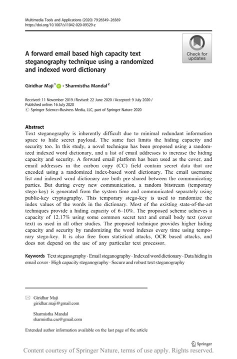 a forward email based high capacity text steganography technique using a randomized and indexed